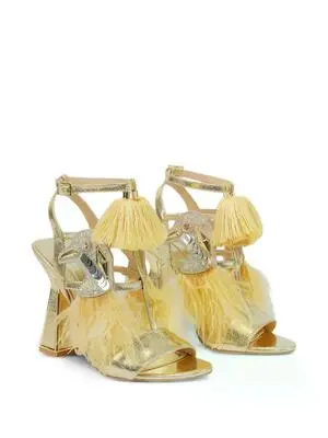 KAT MACONIE Embellished Feather Sandals - Gold