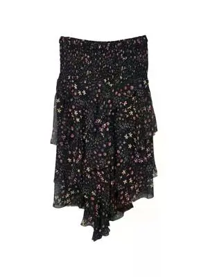 MARANT ETOILE Floral-print Ruffled Skirt - Black