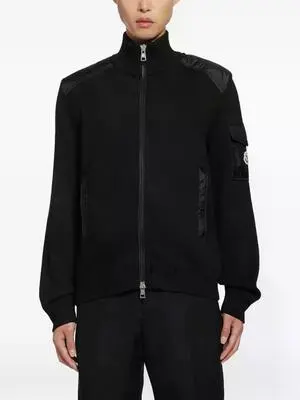 Moncler High-neck Cardigan With Padded Panels - Black