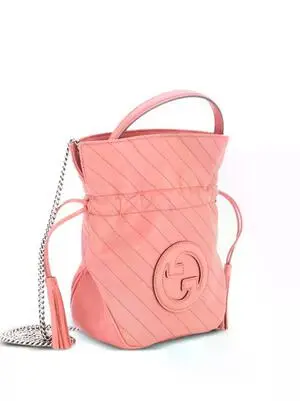 Gucci Blondie Nm Diagonal Quilted Leather Mini Bucket Bag - Pink