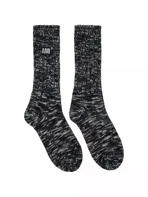 AMI Paris Ribbed Logo Socks