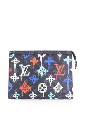 LOUIS VUITTON Pochette Voyage Graffiti Monogram Eclipse Canvas Mm Clutch Bag