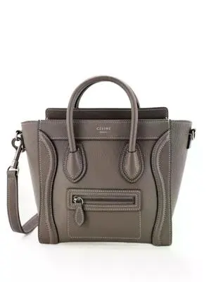 Celine Luggage Bag Grainy Leather Nano Crossbody Bag - Grey