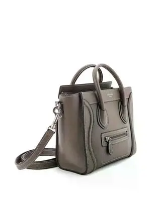 Celine Luggage Nano Crossbody Bag In Grainy Leather - Grey