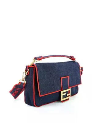 Fendi Baguette Nm Bag Denim Large Crossbody Bag