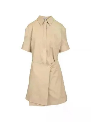 Loewe Check-trim Wrap Mini Dress - Neutrals