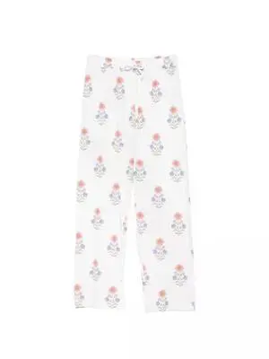 PIP STUDIO Floral Print Drawstring Trousers - White