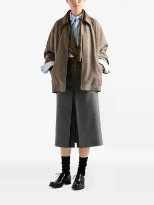 Prada Wool Pleated Midi Skirt - Grey