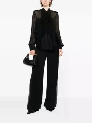 Antonio Berardi Semi-sheer Paneled Pussy-bow Blouse