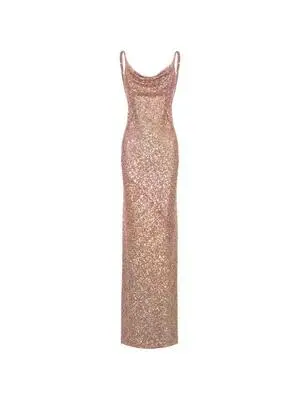 ROSERRY Margot Sequin-embellished Cowl-neck Maxi Dress