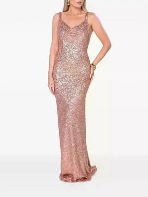 ROSERRY Margot Sequin-embellished Cowl-neck Maxi Dress