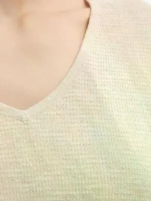 BENETTON Waffle-knit V-neck Top