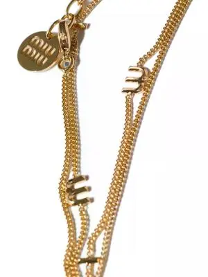 Miu Miu Metal Necklace With Logo Detail