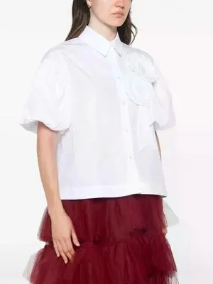 Simone Rocha Rosette Detail Puff Sleeve Shirt - Black