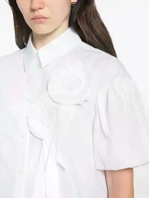 Simone Rocha Rosette Detail Puff Sleeve Shirt - Black