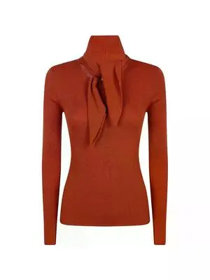 P.a.r.o.s.h Pussy-bow Ribbed-knit Sweater - Orange