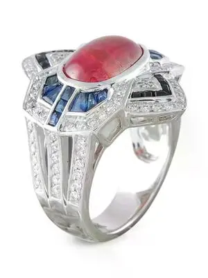 LB EXCLUSIVE Multi-stone Geometric Cocktail Ring - Silver