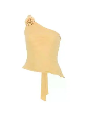 Posse Cynthia Flower-appliqué One-shoulder Top