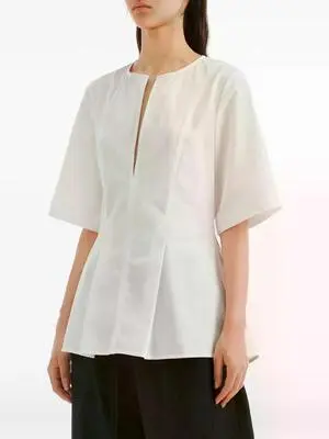 TOTEME Split-neck Pleated Blouse