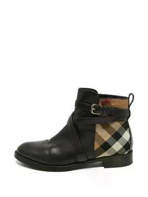 Burberry Checked Ankle Boots - Black