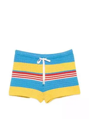 Posse Tammy Striped Crochet Shorts - Blue
