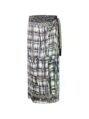 PIERRE-LOUIS MASCIA Check-pattern Fringed Midi Skirt - Black