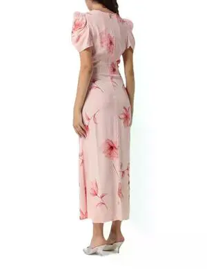 MAR DE MARGARITAS Midi Kristel Floral-print Ruched Dress