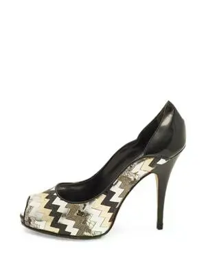 GIUSEPPE ZANOTTI Crocodile-embossed Leather Zigzag Peep-toe Sandals
