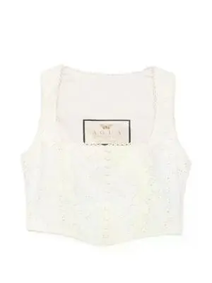 Agua Bendita Cornalina Eyelet-embroidered Crop Top - Neutrals