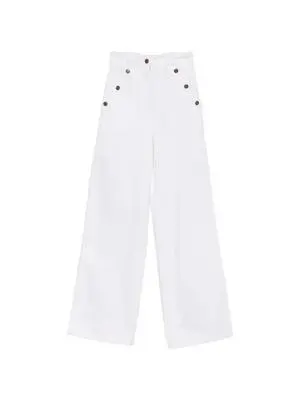 Max Mara Button-detail Wide-leg Trousers - White