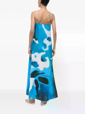 Staud Laura Linen Dress With Abstract Print
