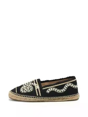 Fendi Pearl Embellished Espadrilles - Black