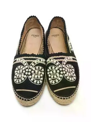 Fendi Pearl Embellished Espadrilles