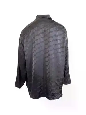 Balenciaga Logo-print Silk Long-sleeve Shirt - Black