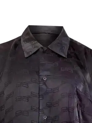 Balenciaga Logo-print Silk Long-sleeve Shirt