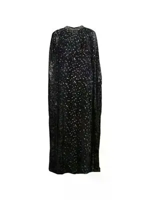 Biyan Beaded-neckline Fil-coupé Dress - Black