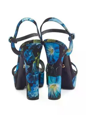 Dolce & Gabbana Keira Floral Platform Sandals - Blue