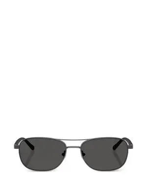 Brooks Brothers Matte Gunmetal Aviator Sunglasses - Grey