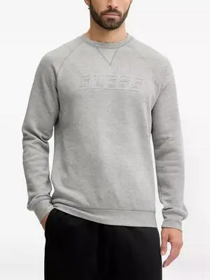 Guess Logo-embossed Raglan-sleeve Sweater - Grey
