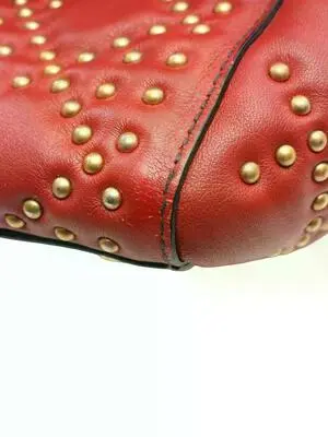 Dior Lambskin Cannage Studded Satchel - Red