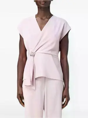 HANITA Buckle Detail Wrap Top - Pink