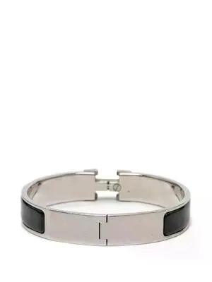 Hermès Enamel And Palladium-plated Metal Clic H Bracelet Pm - Black