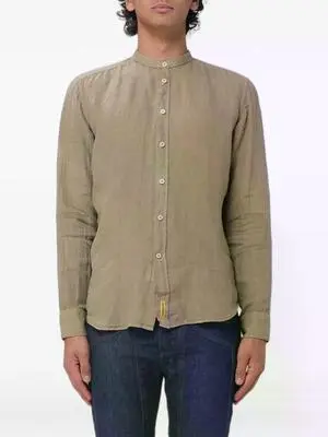 B.D.BAGGIES Band-collar Cotton Shirt - Brown