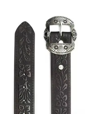 HTC LOS ANGELES Floral-embossed Leather Belt