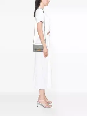 Dior Metallic Calfskin Jadior Clutch With Chain Crossbody Bag - Silver