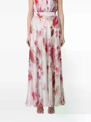 HANITA Floral Print Chiffon Skirt - Neutrals