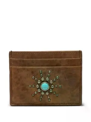HTC LOS ANGELES Sun Stud-embellished Leather Card Holder - Brown