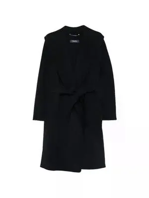 Max Mara Belted Long Sleeve Coat - Blue