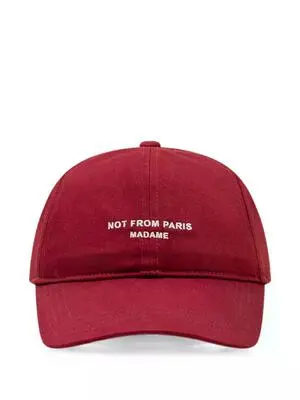 Drole De Monsieur Slogan Embroidered Cap - Red