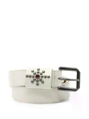 HTC LOS ANGELES Studded Leather Belt - Neutrals